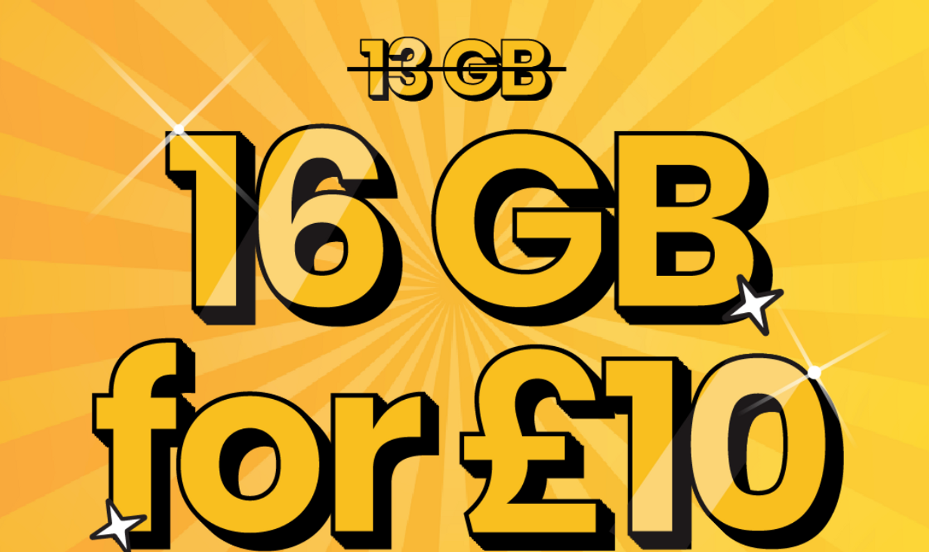 giffgaff £10 golden goodybag (20GB) - UNiDAYS student discount January 2023